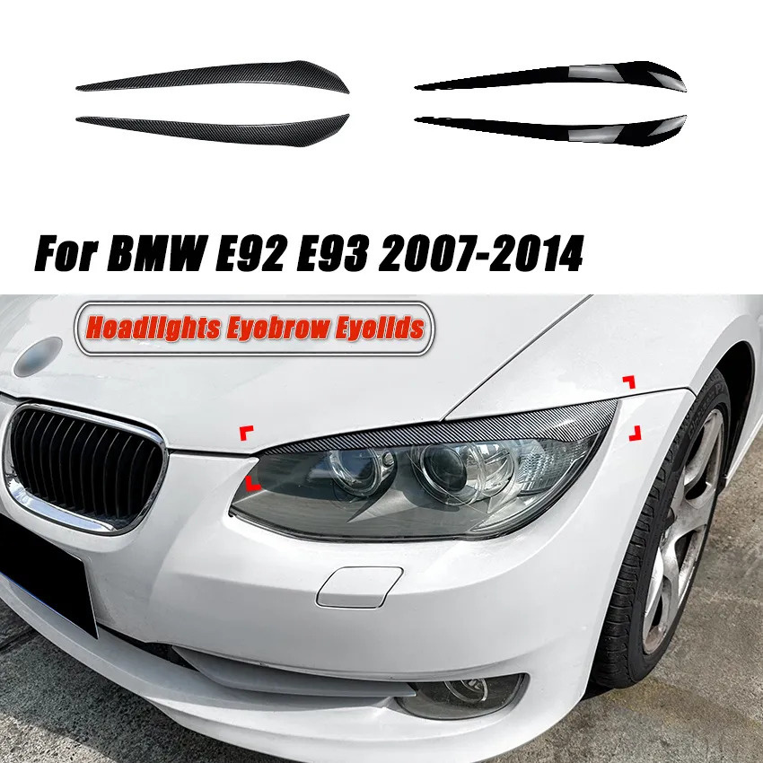 For BMW E92 E93 2007-2014 Gloss Black Car ABS Plastic Front Headlight ...