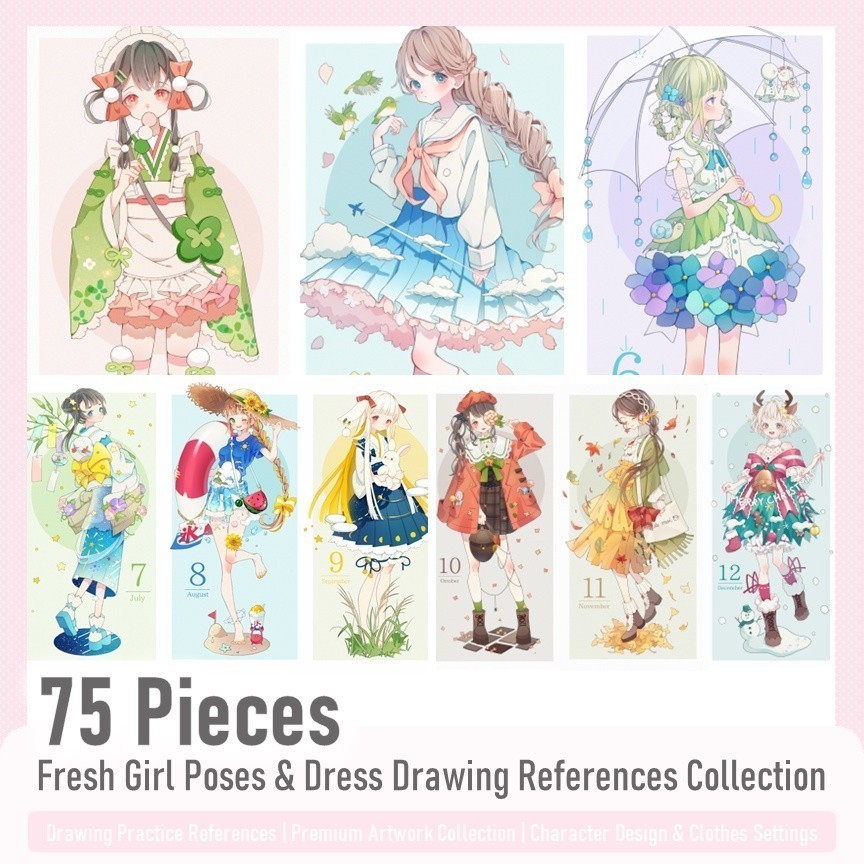 🔥 Digital Illustration Collection - Fresh Girl Poses & Dress Drawing ...