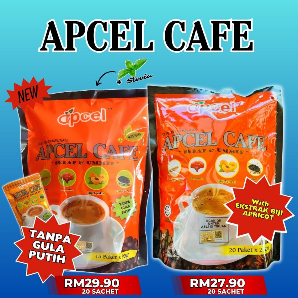 🍀ORIGINAL APCEL Cafe 20"S X25G & COCO 20'S X 30G & APCEL CAFE STEVIA 15 ...