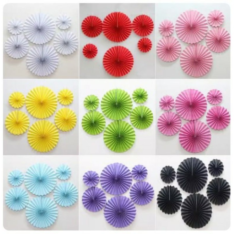 1pack 6pcs(S/M/L) Round Paper Fan For Grand Opening Flower Arrangement ...