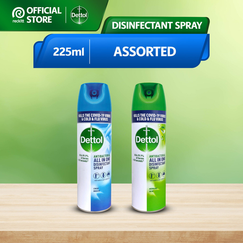 Dettol Antibacterial Disinfectant Spray 225ml (Morning Dew/Crisp Breeze ...