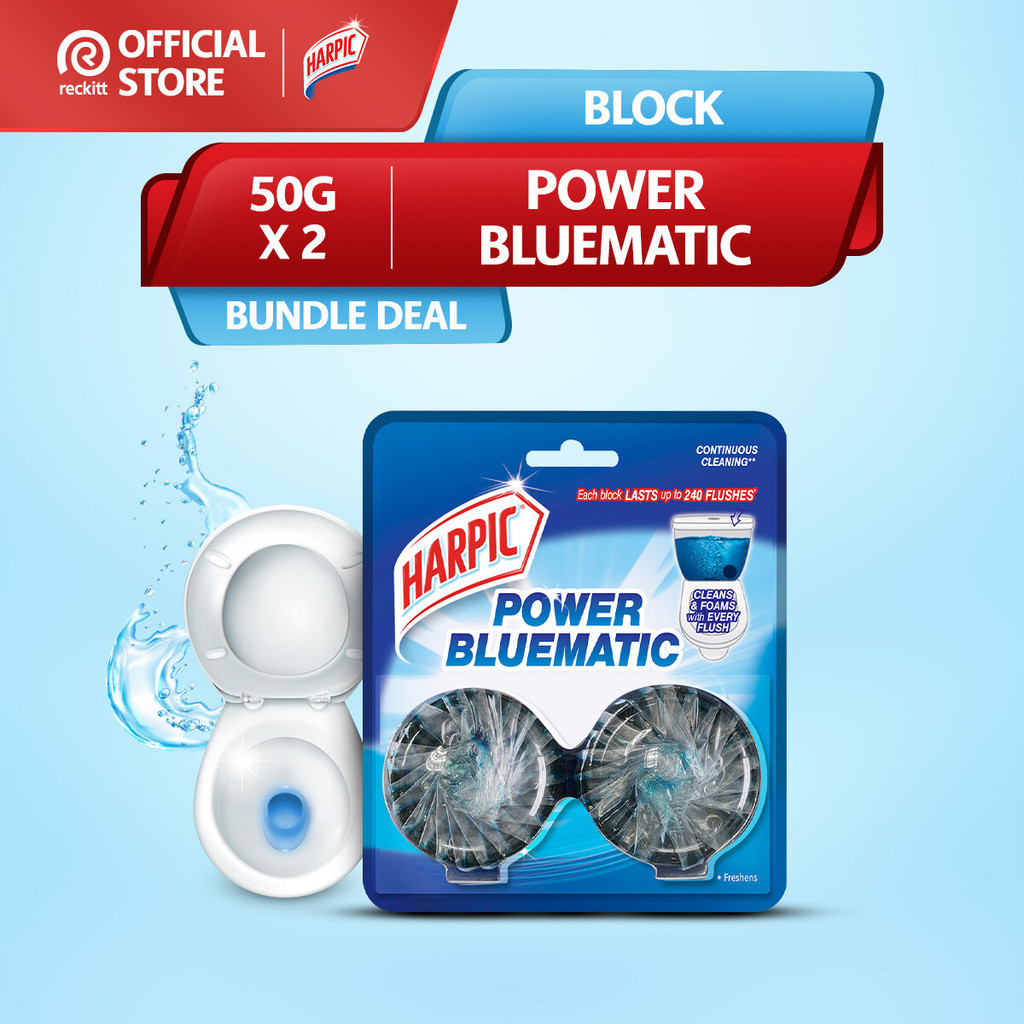 Harpic Power Bluematic Toilet In-Cistern Block Cleaner (50g x 4 ...