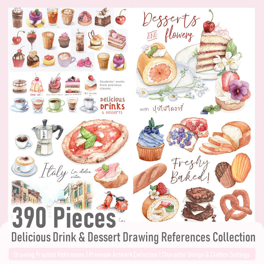 🔥 Drawing References Illustration - Delicious Drink & Dessert ...