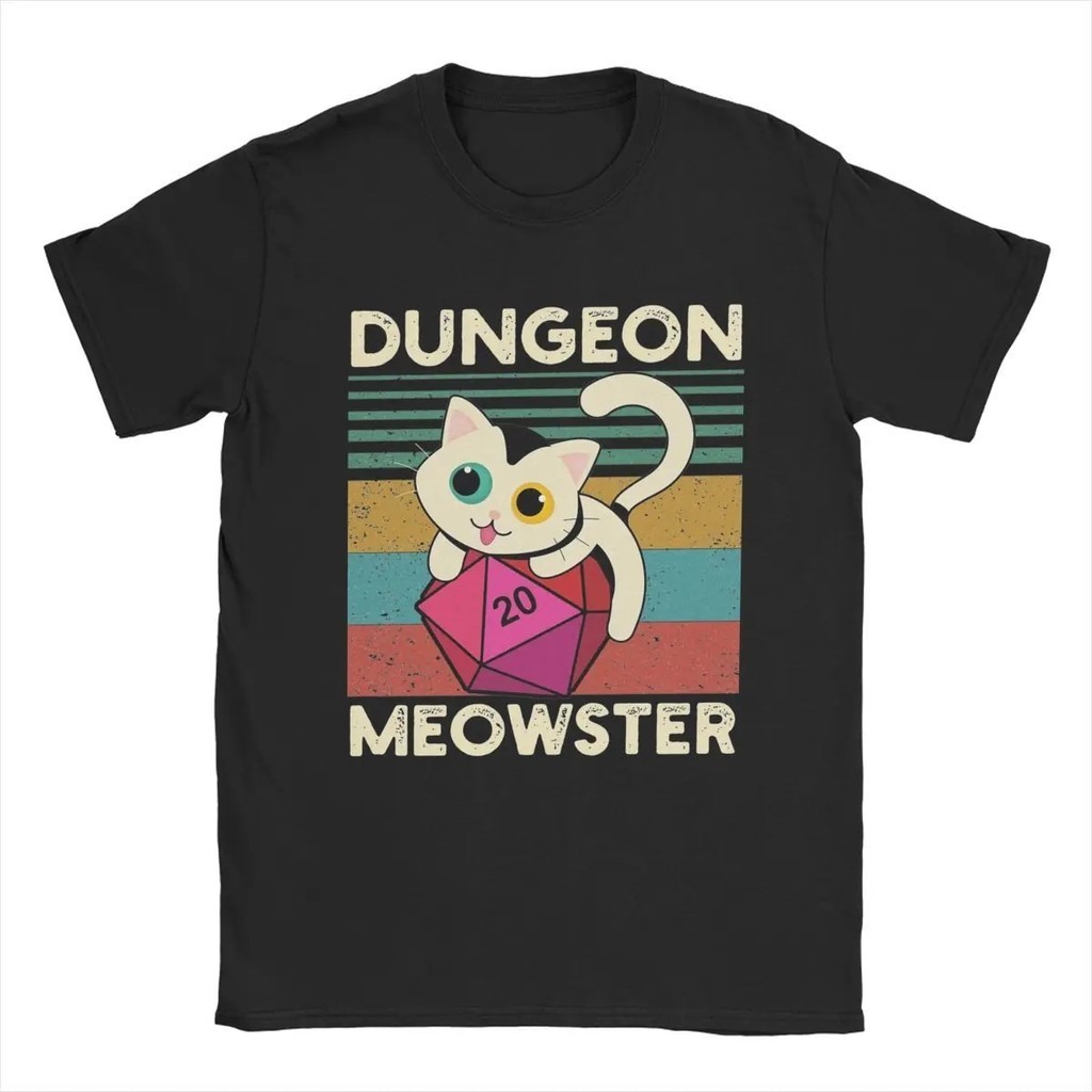 Dungeon Meowster DnD Tabletop Gamer Cat D20 T-Shirt Men Creative Cotton ...