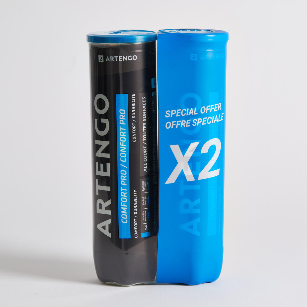 Decathlon Tennis Versatile Tennis Ball Comfort Pro 4-Pack X 2 (Tournament Friendly) - Artengo ...