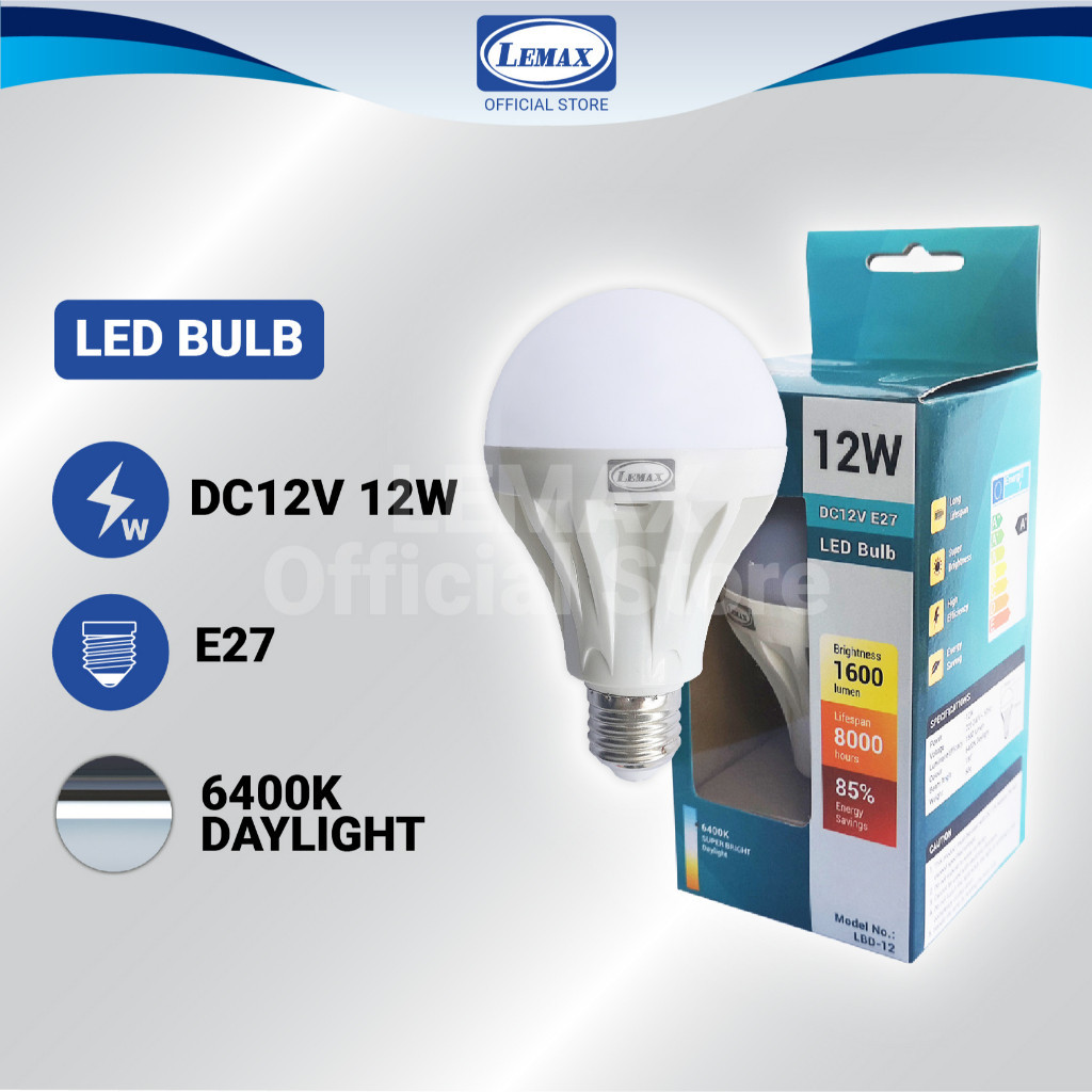 LEMAX DC 12V 24V LED Light Bulb E27 12W 30W Set With Clips Solar Bazaar ...