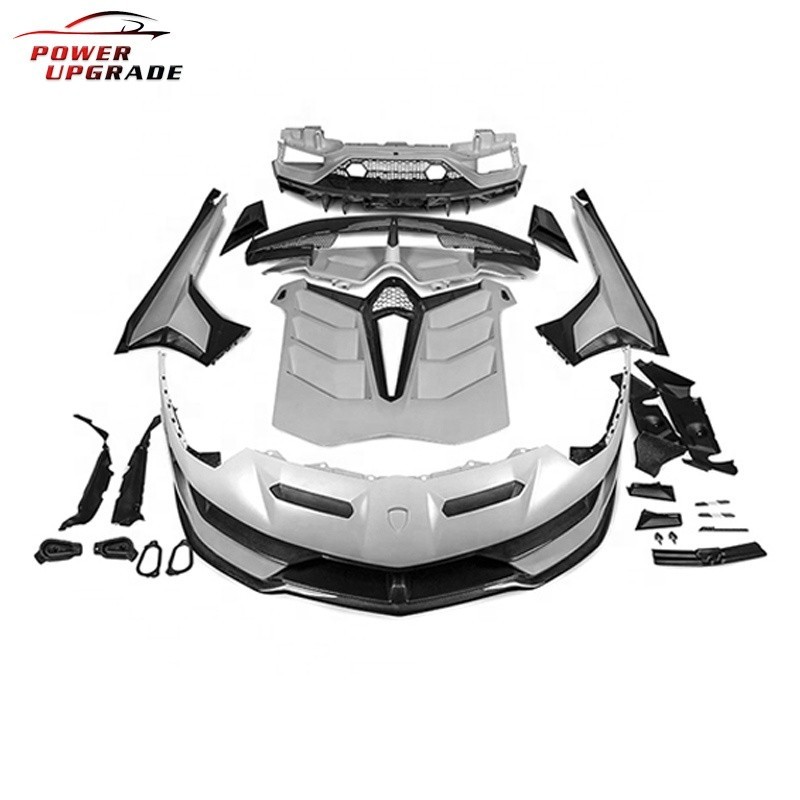 SVJ Style Carbon Fiber Car Bumper Rear Engine Hood Rear Spoiler Full ...