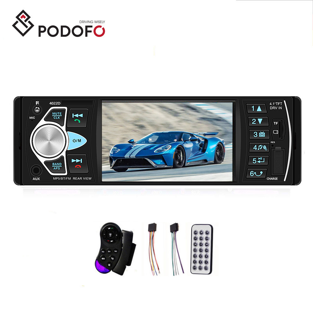 Podofo 1 Din Car Radio 4.1" Digital Screen Car MP3 Player Autoradio ...
