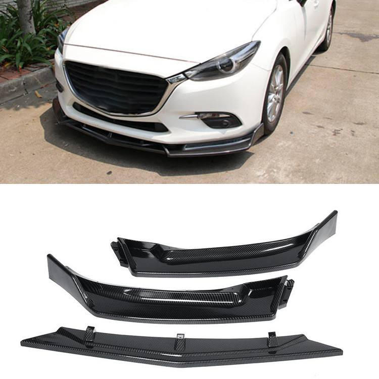 3PCS Carbon Fiber Look Front Bumper Body Kit Spoiler Lip For 2014-2019 ...