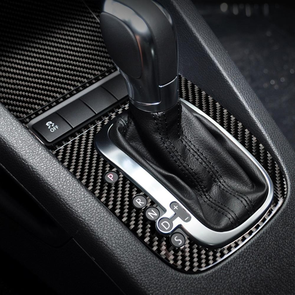 Automotive Trim Real Carbon Fiber B Gear Panel DSG Sticker Decal For VW ...