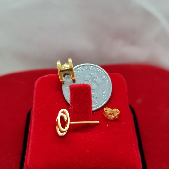 Emas916, Subang Paku Skru Huruf H Hermas H8.5m 0.6cm Pd 7938 P422 ...