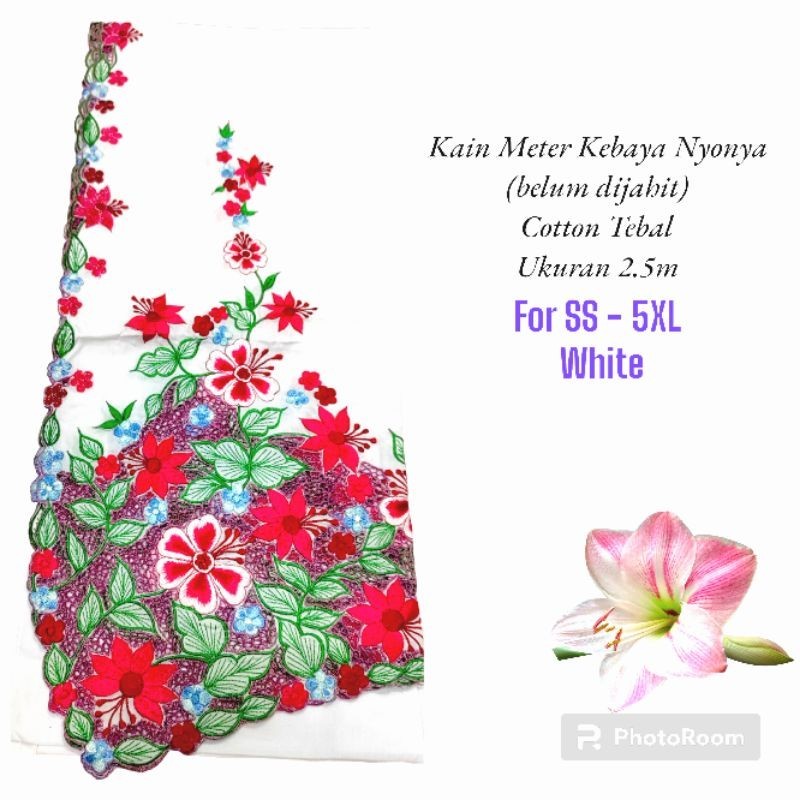 KAIN METER KEBAYA NYONYA FLOWER DESIGN (WHITE) 🔥AUTHENTIC HANDMADE 🔥 ...
