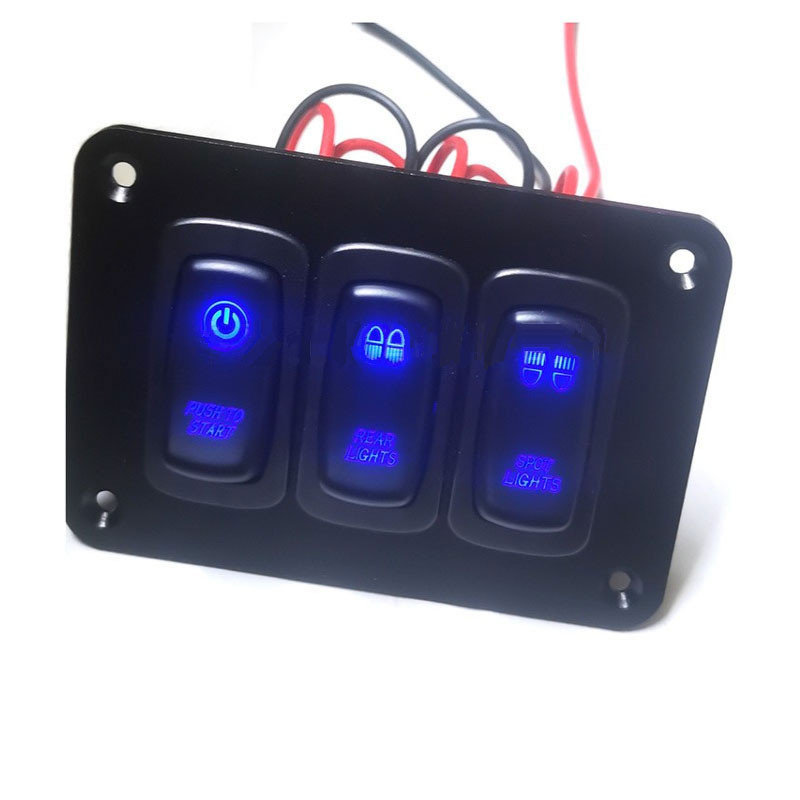 Rocker Switch Aluminum Panel 3 Gang Toggle Switches Dash ON/Off 2 LED ...