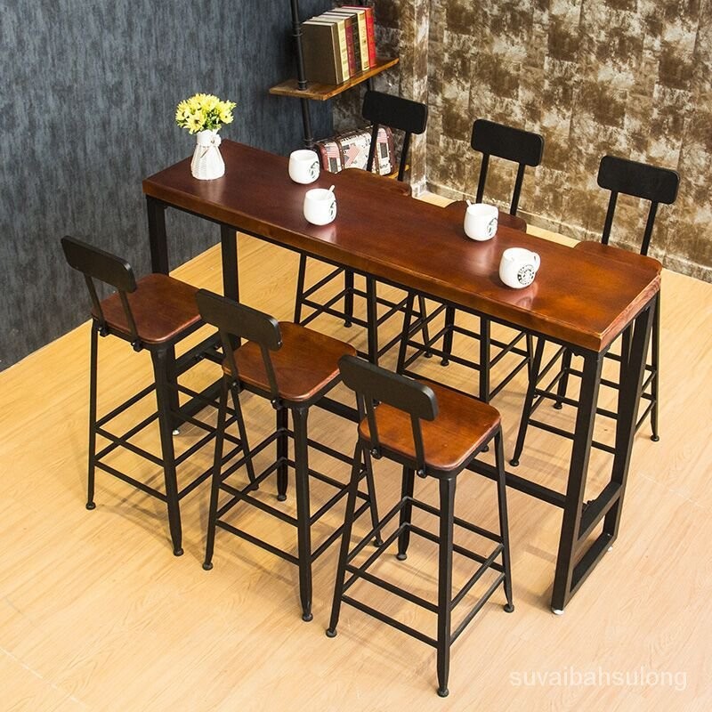 HY-6/American Bar Solid Wood Bar Table Vintage Iron Dessert Table ...