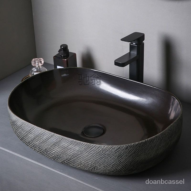 Get gifts/HY-6/Black Table Basin Art Basin Large Size Courtyard Wash ...