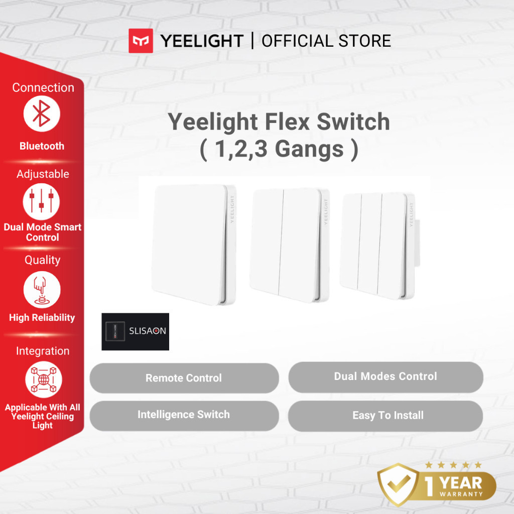 Yeelight Slisaon Wall Switch Dual Mode Flexible For Smart Lighting ...