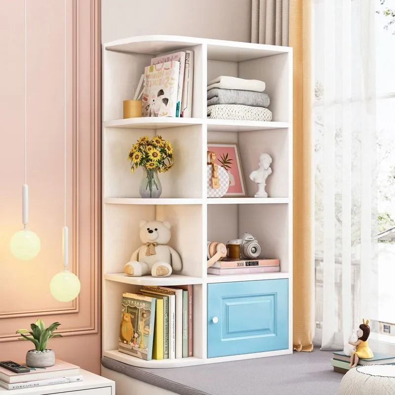 JY-H/Bay Window Small Bookcase Bookshelf with Door Function Storage ...