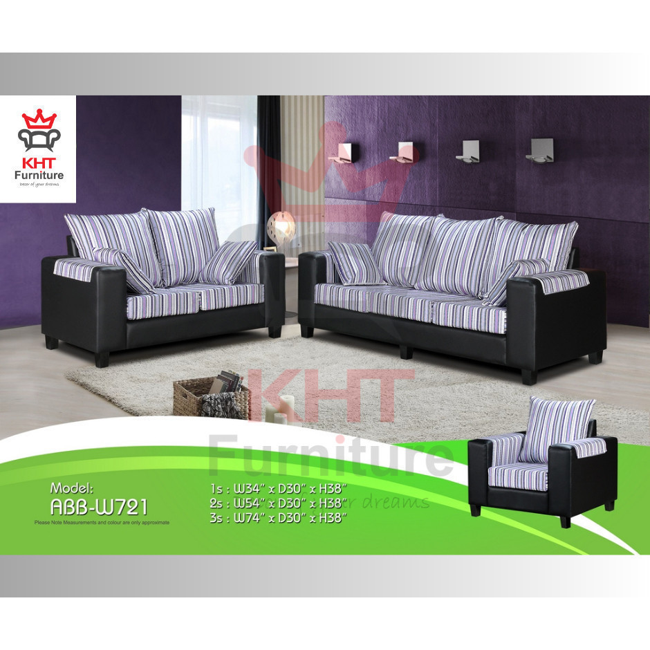 (FREE SHIPPING) (KL & Selangor) Fabric PVC Modern Sofa 1, 2 and 3 Seater Full Set Sofa (W721 ...
