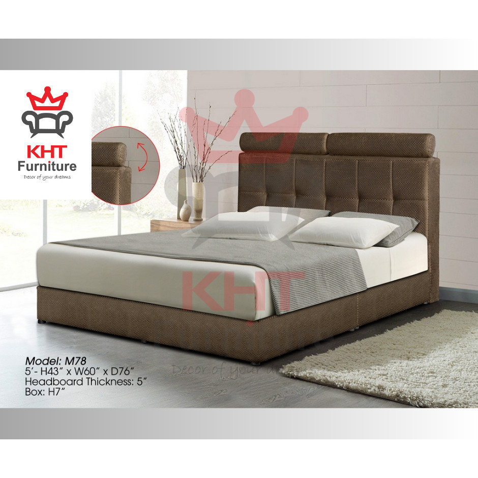 (KL & Selangor) Brown Color Fabric Divan Bed Frame headboard Rangka ...