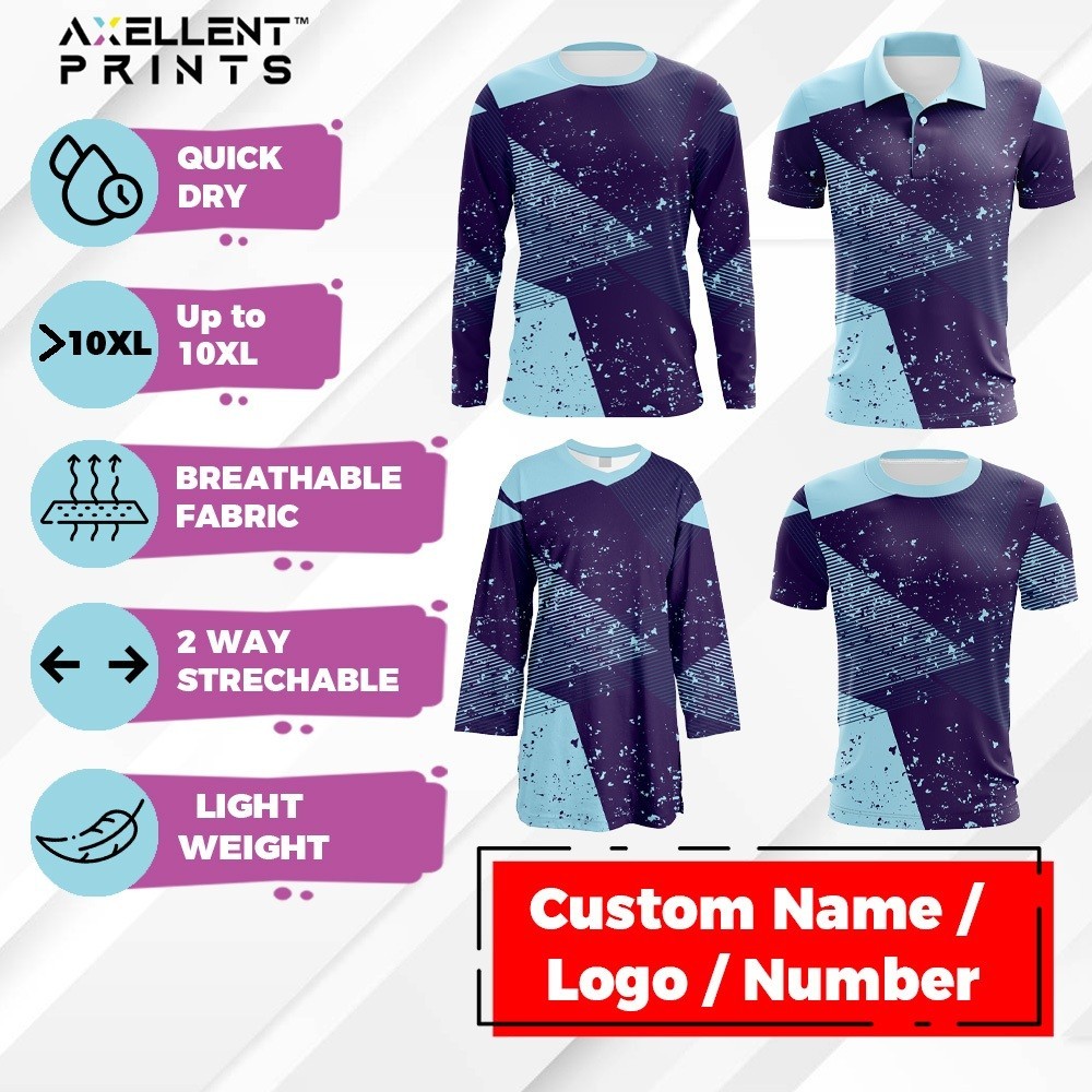 Axellent Geometric Abstract Jersey Baju Custom Nama Lengan Panjang ...
