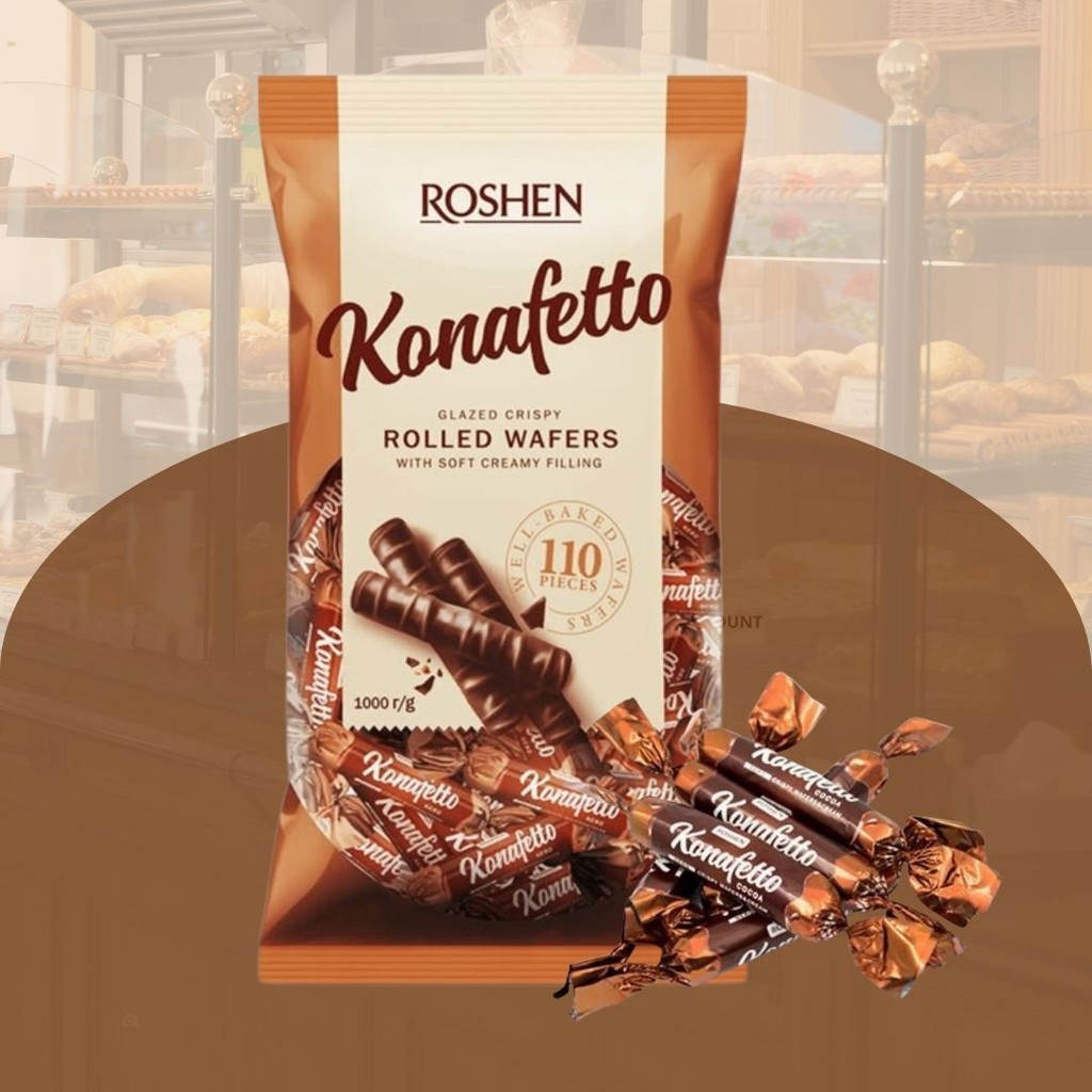 Roshen Konafetto Nero Rolled Wafers with soft Creamy Filling 50 Pieces ...