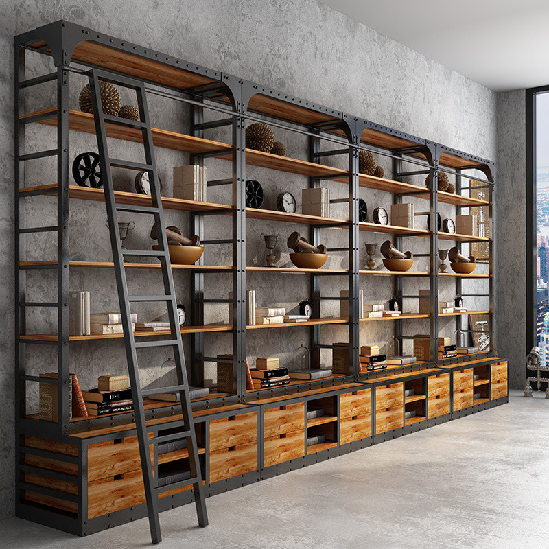 JY-H/LOFTIndustrial Style Retro American Wrought Iron Bookcase Floor ...