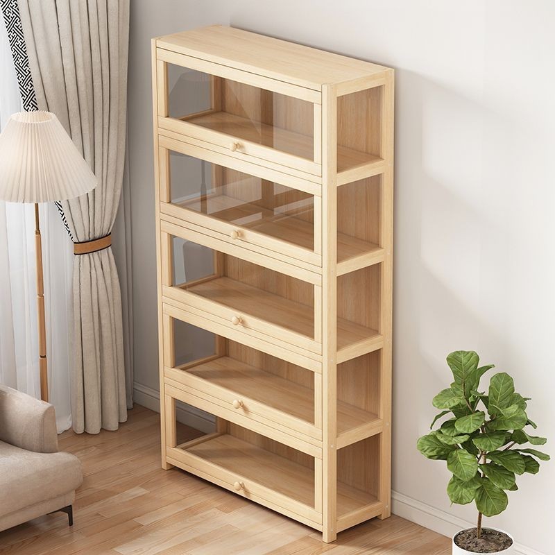 JY-H/Solid Wood Bookcase Dust-Proof Floor Multi-Layer Home Living Room ...