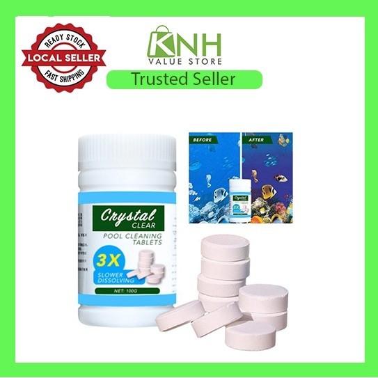 Crystal Clear Swimming Pool Floating Chlorine Cleaning Tablet ( 100gm ...