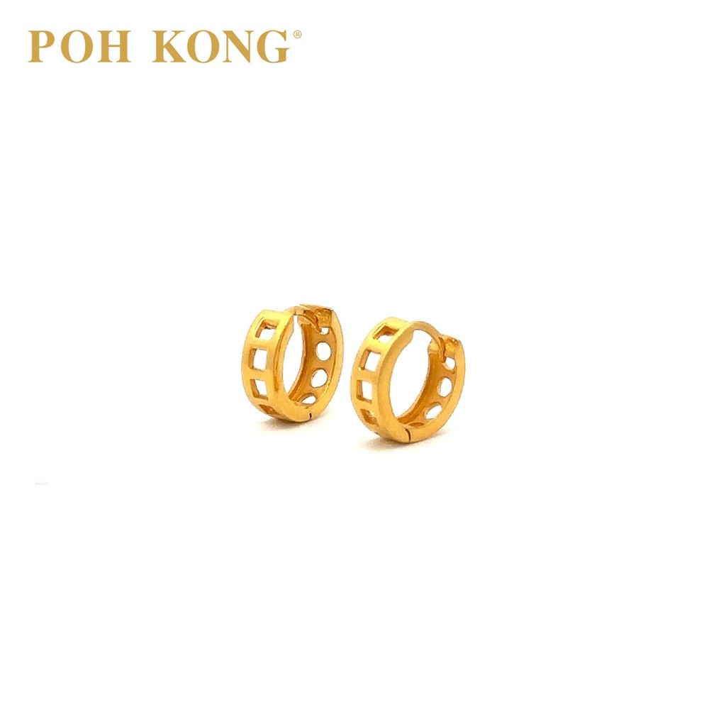 POH KONG 916/22K Gold Tranz Cutout Square Round Hoop Earrings | Shopee Malaysia