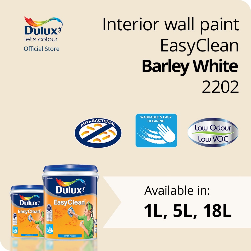Dulux EasyClean Interior Wall Paint - Barley White 2202 | Shopee Malaysia