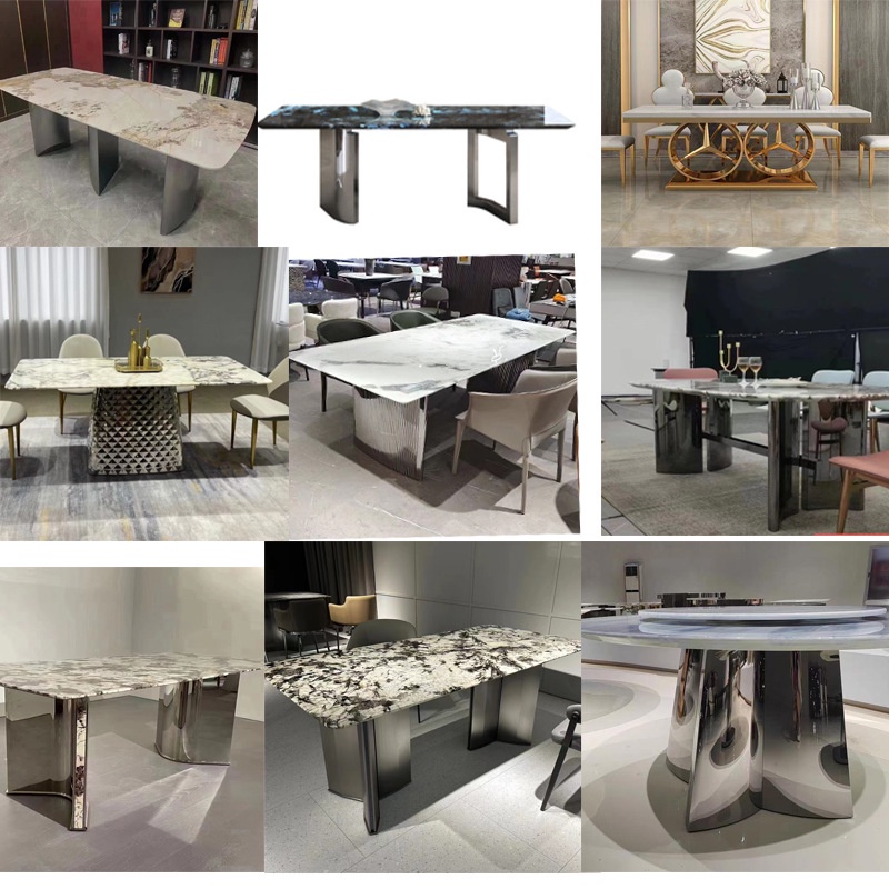 KY& Italian Stone Plate Table Leg Stainless Steel Table Leg Marble ...
