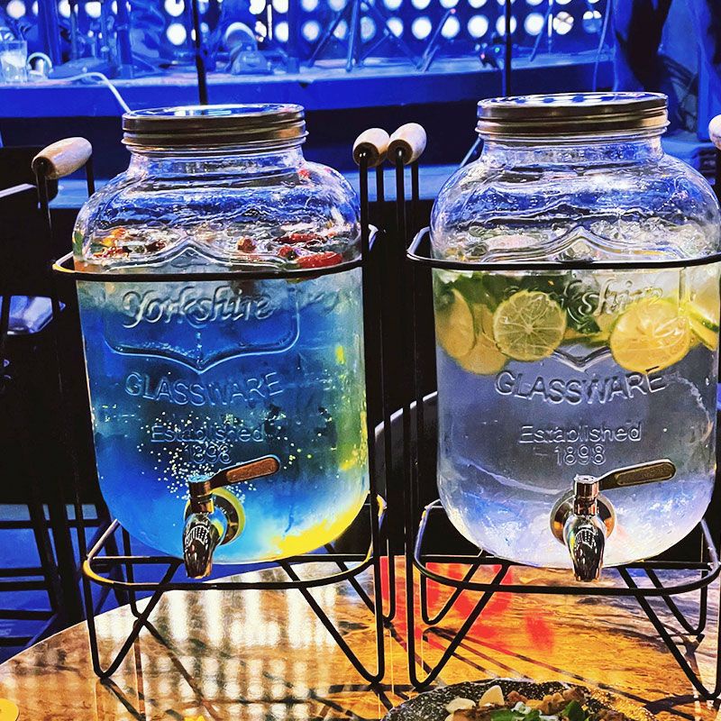 HY& Wine Barrel Coke Barrel with Faucet Glass Beverage Bottle Fruit Tea ...