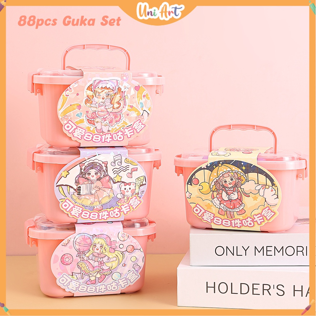 88PCS Guka DIY Kits Creative Guka Set Goo Card Art Toy Sticker Keychain ...