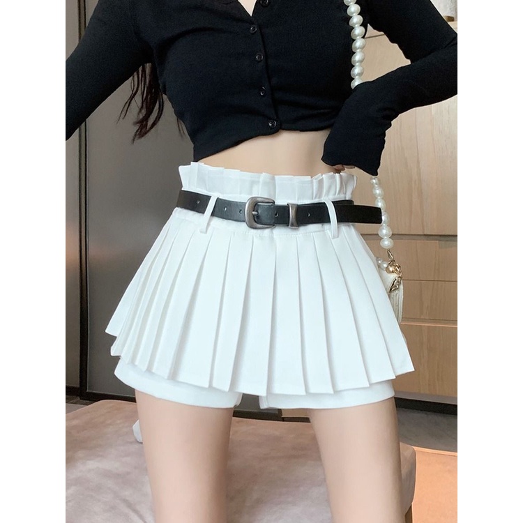High Waist Sexy Mini Skirt Female Summer 2024 New Pleated Culottes Hot
