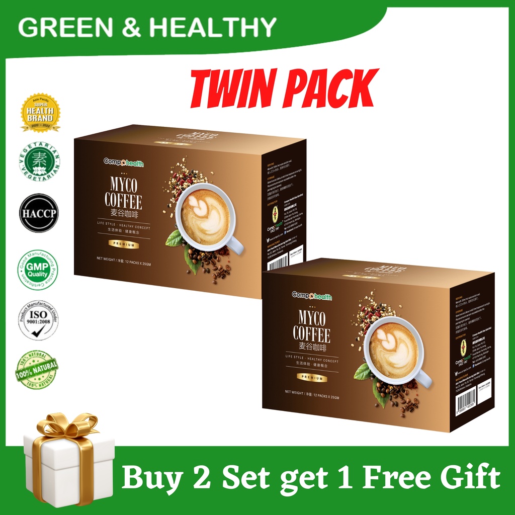 [twin pack] COMPO HEALTH - Myco Coffee, Original 麦谷咖啡 (30g x 12 packs ...