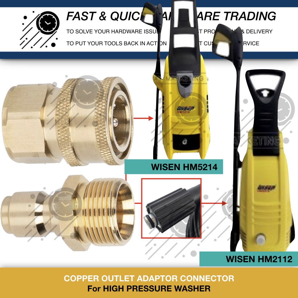 M22/15 Brass Adaptor Water Outlet Quick Connect WISEN HM5214 HM2112 ...