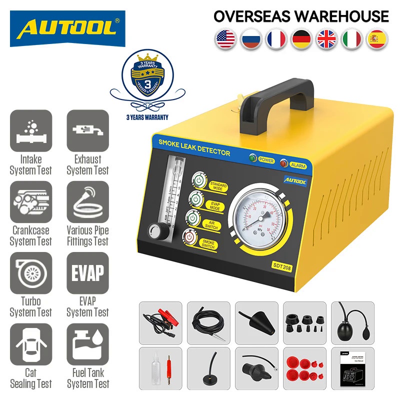 AUTOOL SDT208 Car Smoke Leak Detector EVAP System Tester Pipe Leak ...