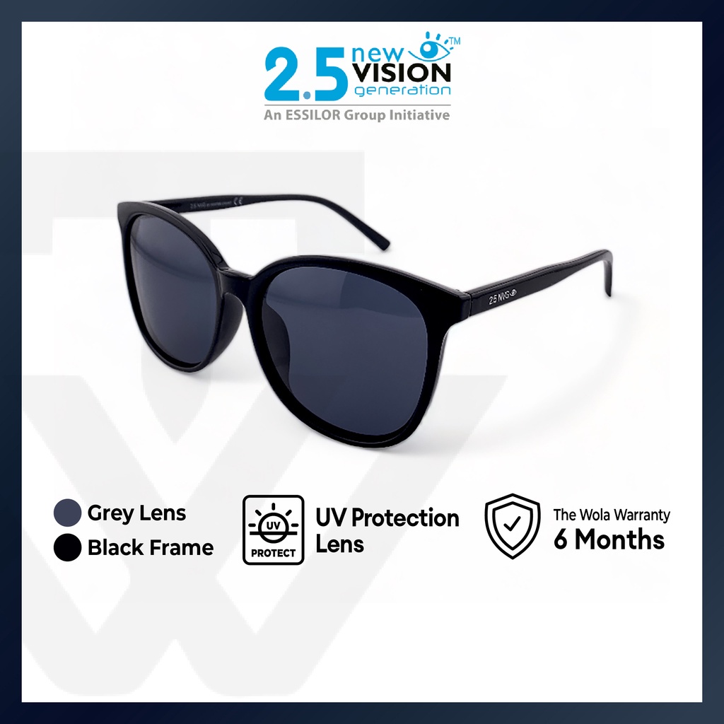 (6 Months Warranty) 2.5 NVG by Essilor Women's Rectangle Frame Black ...