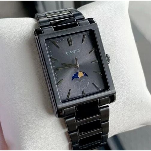 Casio MTP-M105B-1A Black Ion Plated Moon Phase Rectangle Men's Casual ...