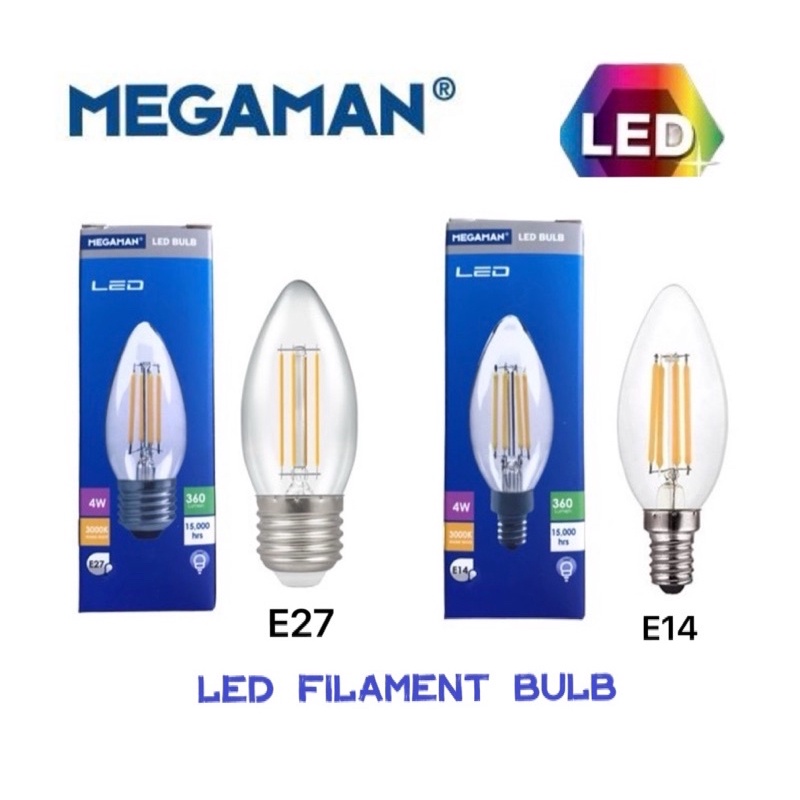 MEGAMAN 4W LED Filament Bulb- E27/E14 | Shopee Malaysia