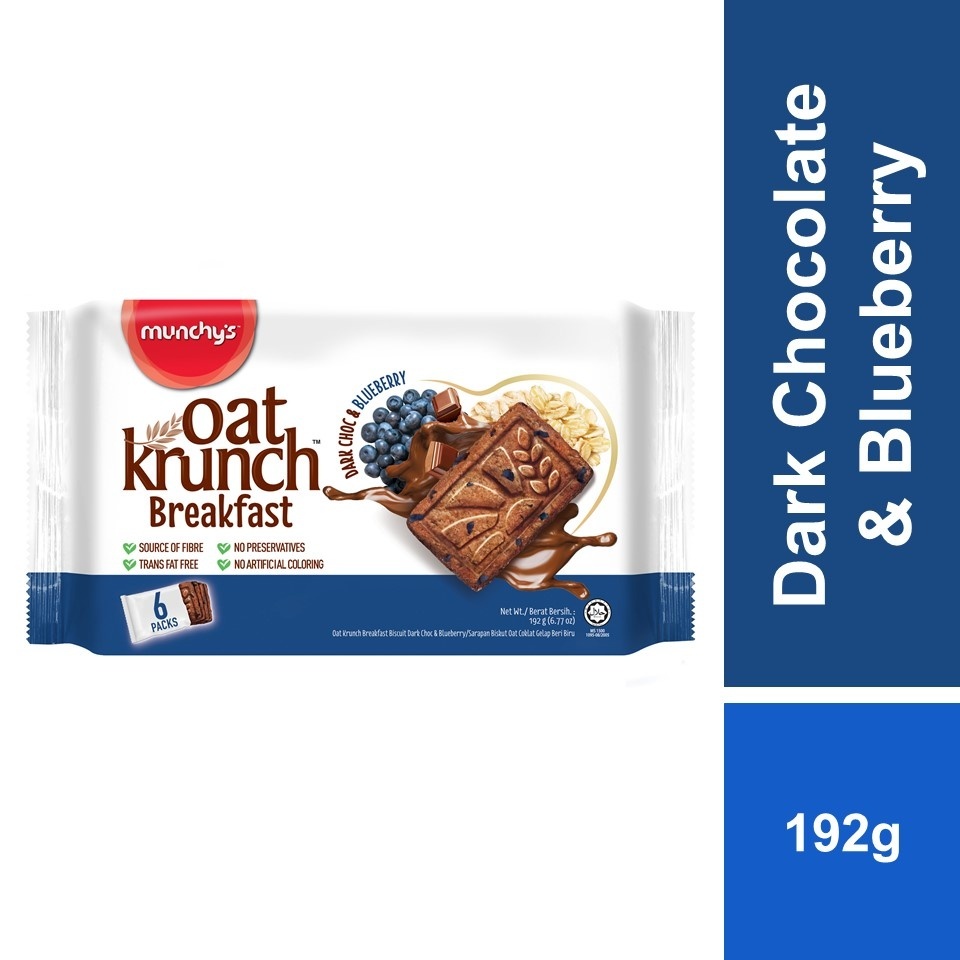 Munchy's Oat Krunch Breakfast Biscuit Dark Choclate with Blueberry 192g ...