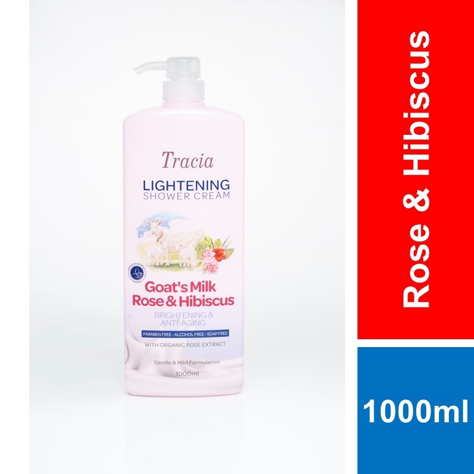 Tracia Lightening Shower Cream Goat's Milk, Rose & Hibiscus 1000ml ...