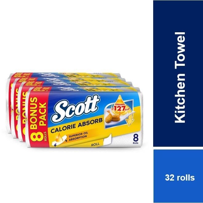 Scott Kitchen Towel Calorie Absorb ( 8 Rolls x 4 packs ) | Shopee Malaysia