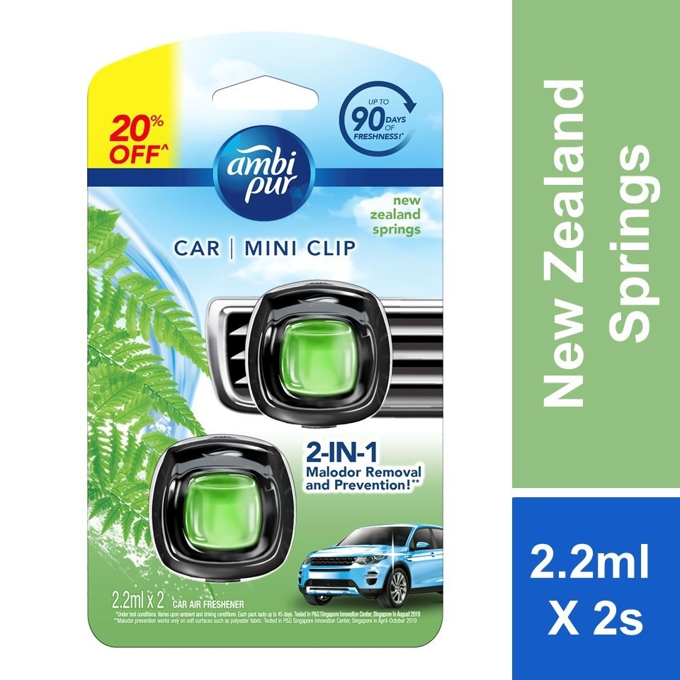 Ambi Pur Car Mini Clip New Zealand Springs Car Air Freshener 2.2ml x 2s ...