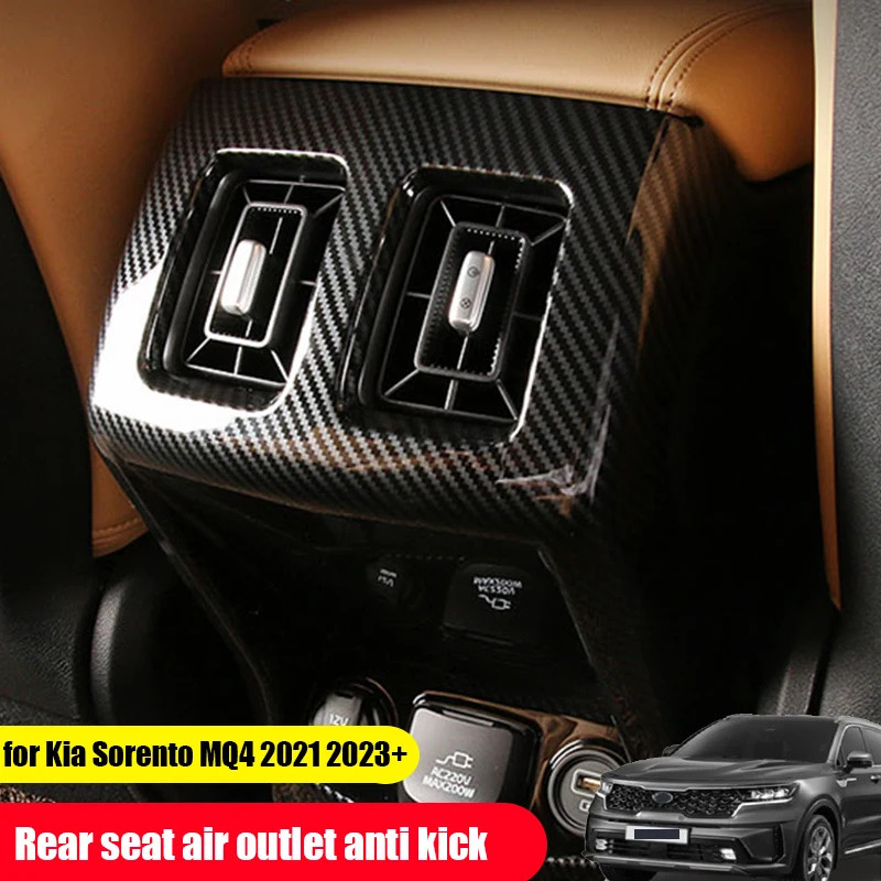 Rear seat air conditioning vents covered with anti kick ABS carbon ...
