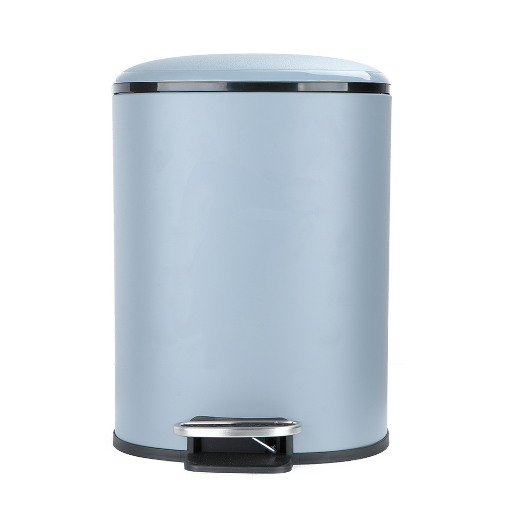 SOFT CLOSING STEEL COVERED ROUND DUSTBIN WITH PEDAL MILD 5L GREY ...