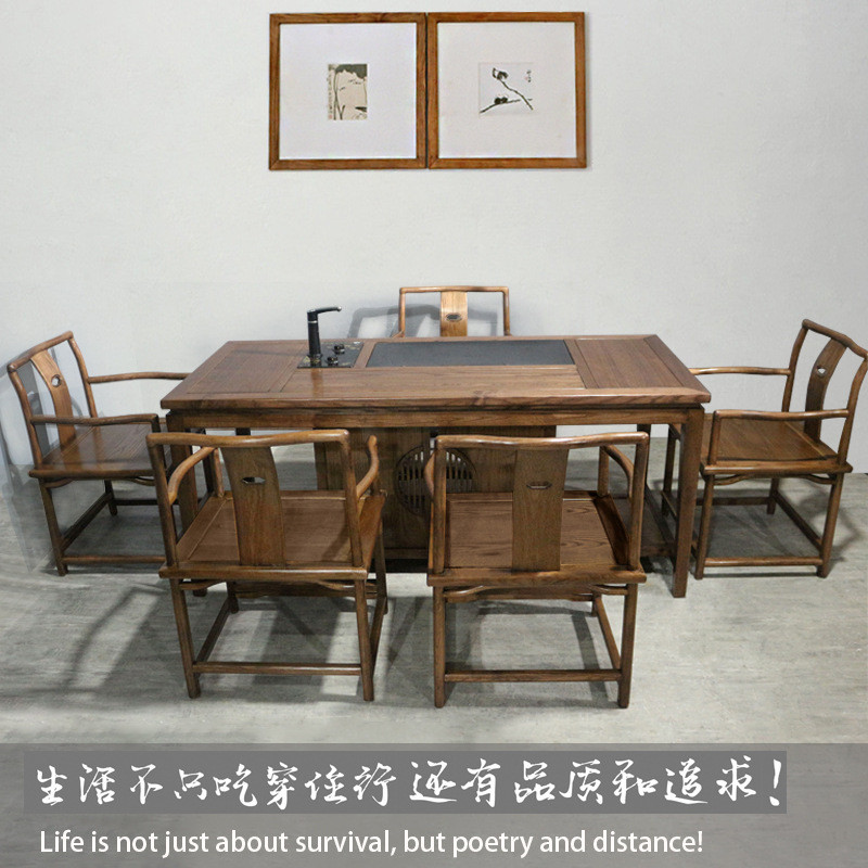 New Chinese Style Table-Chair Set Ash Wood Solid Wood Simplicity Modern ...