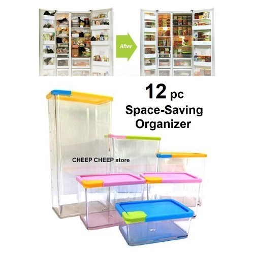 6 containers Stackable & Space Savvy Fridge Organizer Containers (12 ...