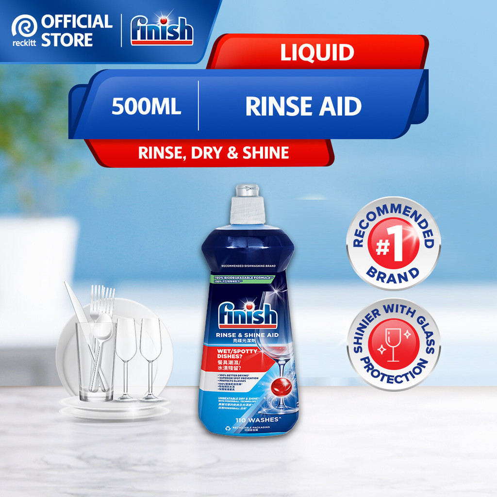 Finish Rinse Aid Shine & Dry Regular Dishwasher Cleaning Liquid (500ml ...