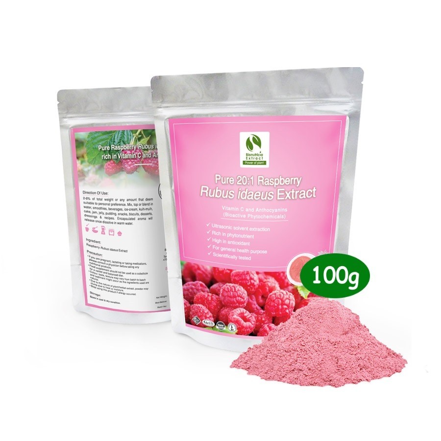 20kg to 1kg Raspberry (Rubus idaeus) Extract Powder 100g/pack Improve ...